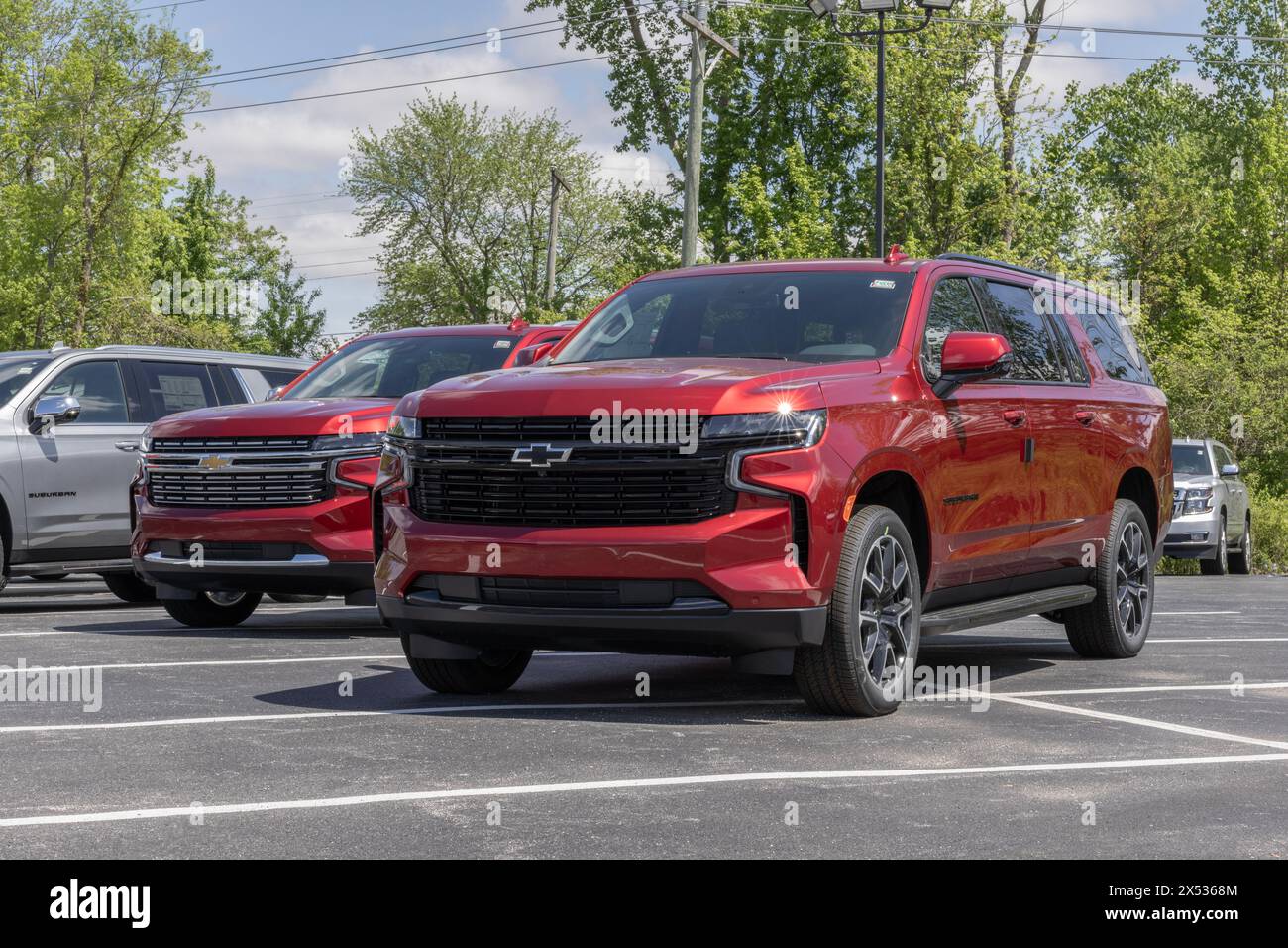 Kokomo - May 5, 2024: Chevrolet Suburban 4WD RST display. Chevy offers ...