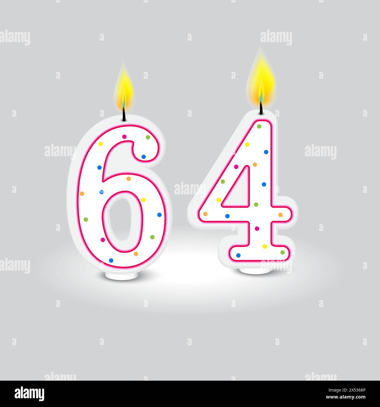 Number sixty four candle. Vector birthday candle Stock Vector Image ...