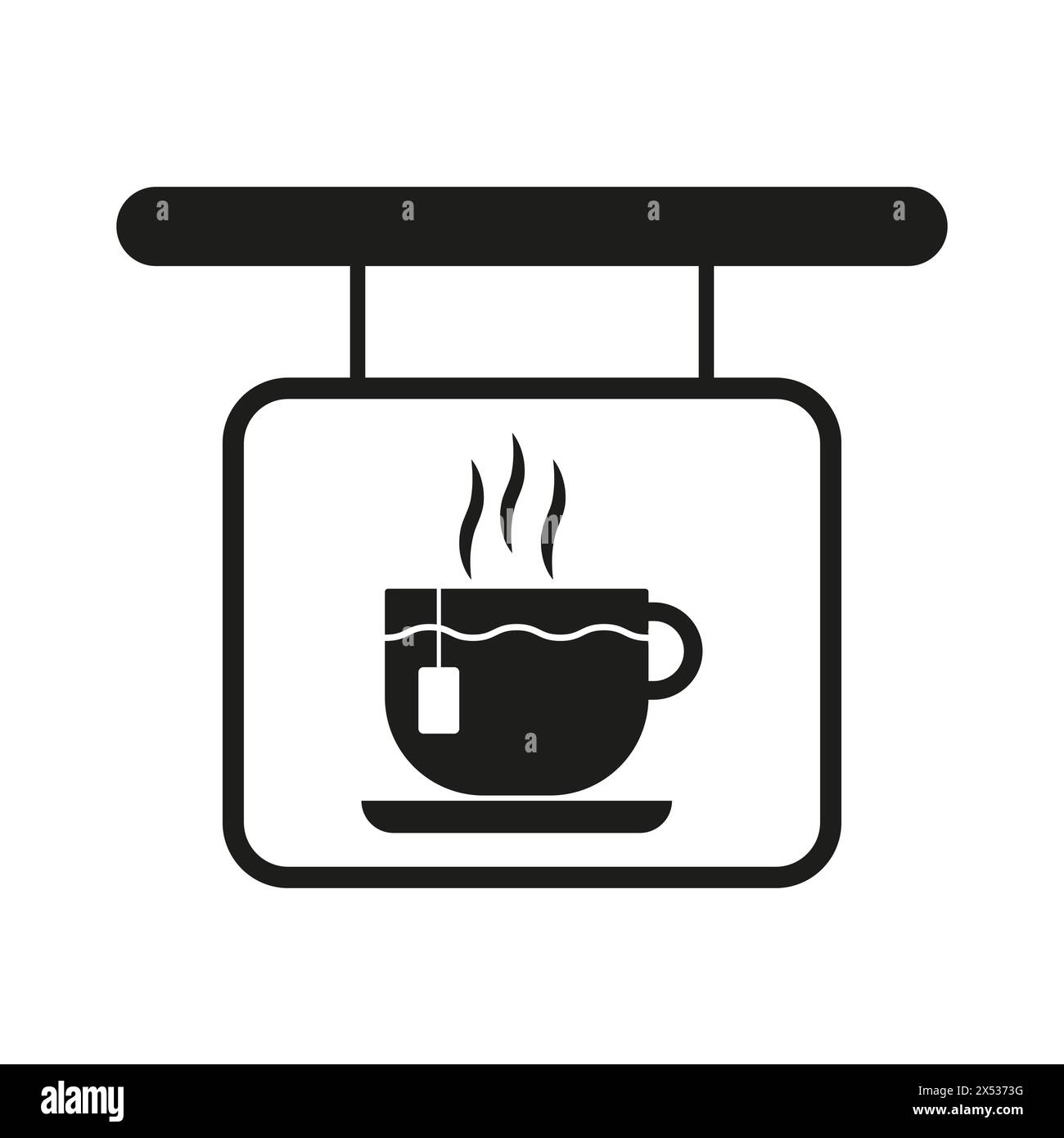 Hot tea billboard icon. Steaming cup of tea on outdoor advertising sign ...