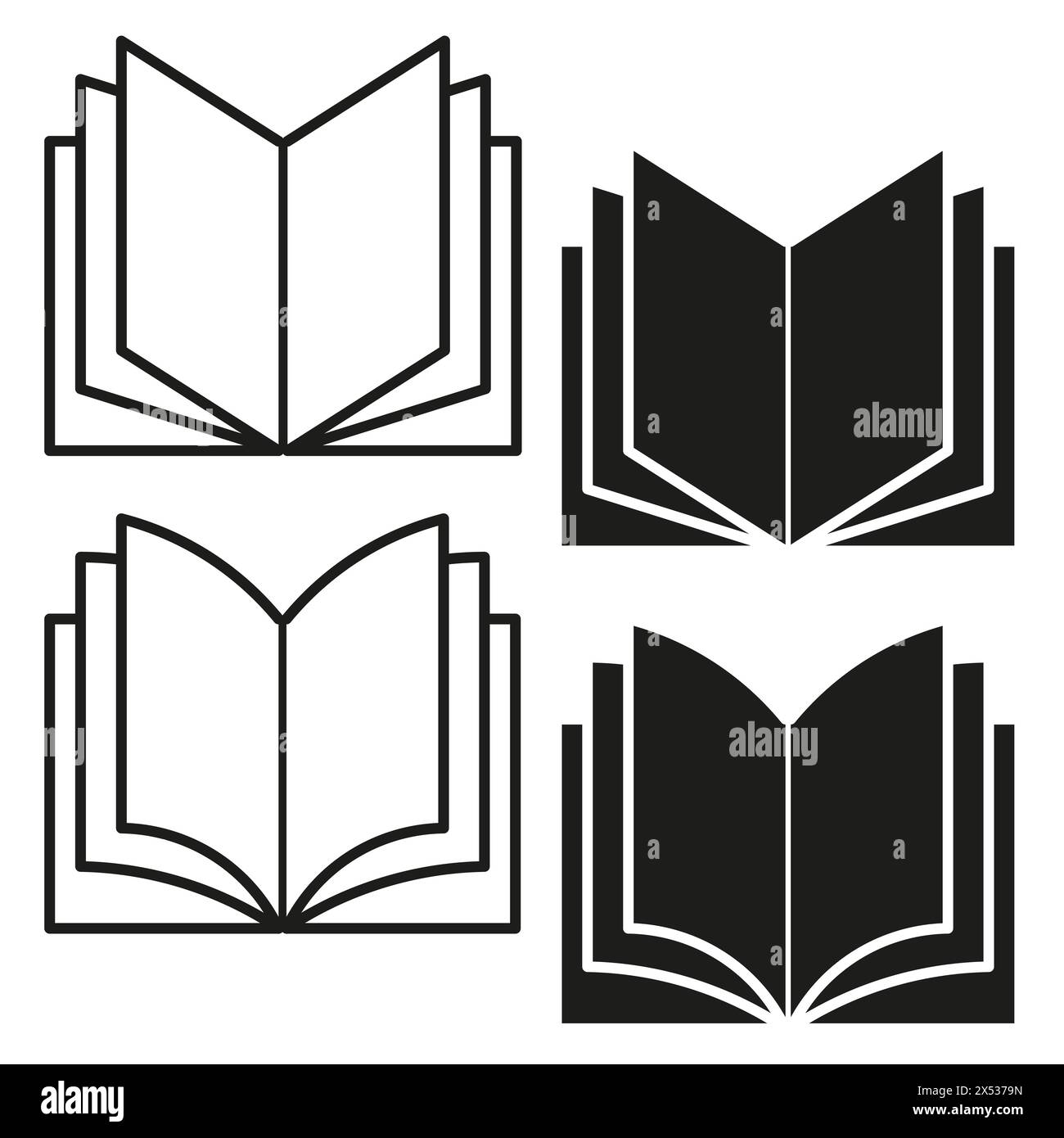 Open book icons set. Vector reading symbols. Knowledge and education ...