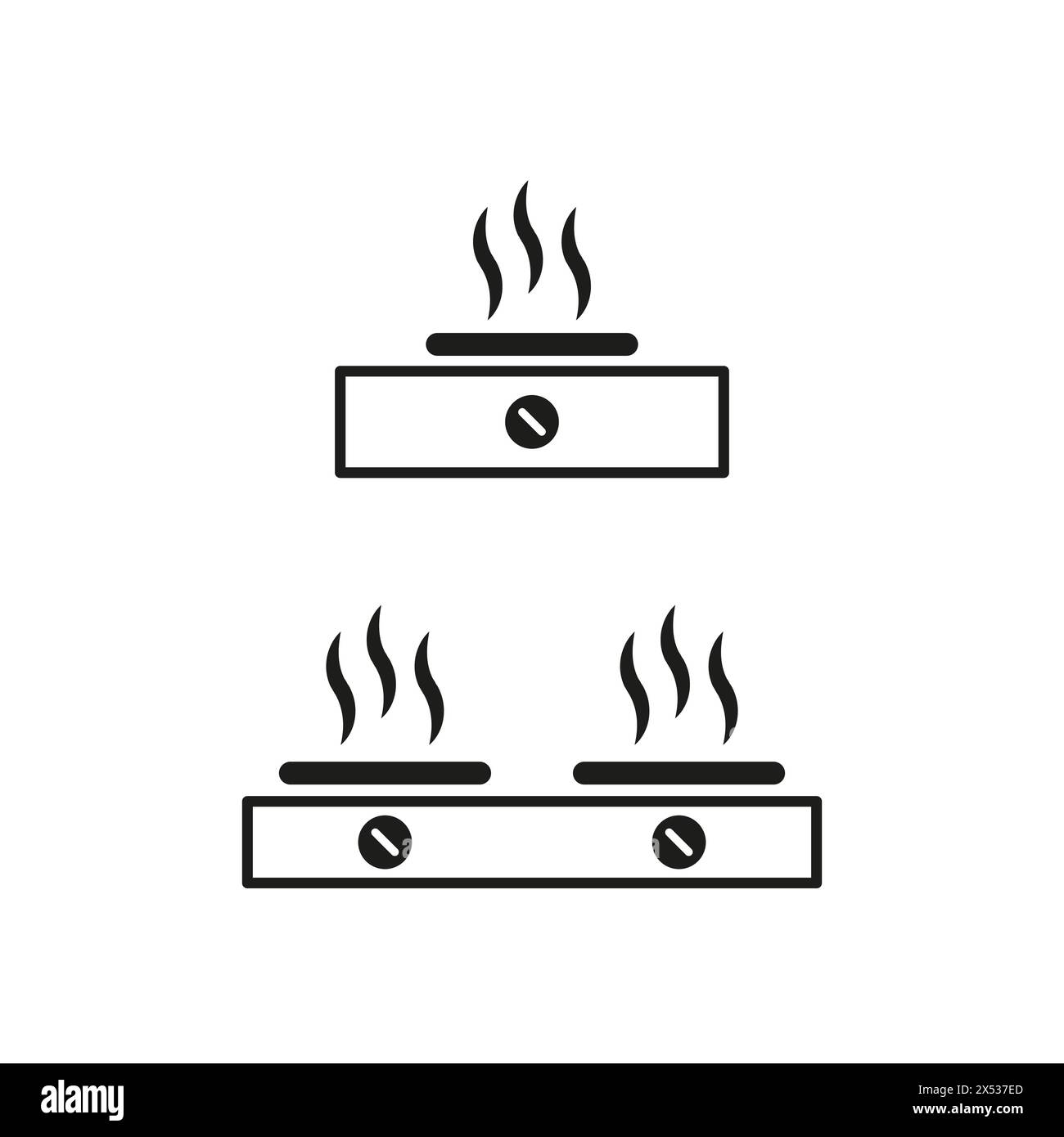 Modern kitchen burner icons. Simple stove top illustrations with heat ...