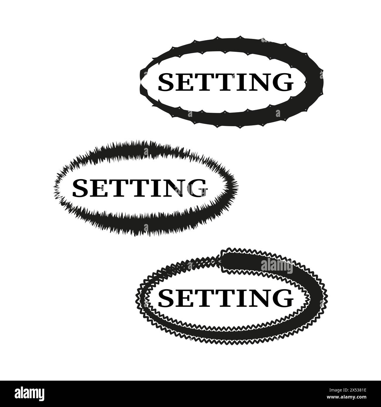 Vector setting icons in decorative frames. Configuration options ...
