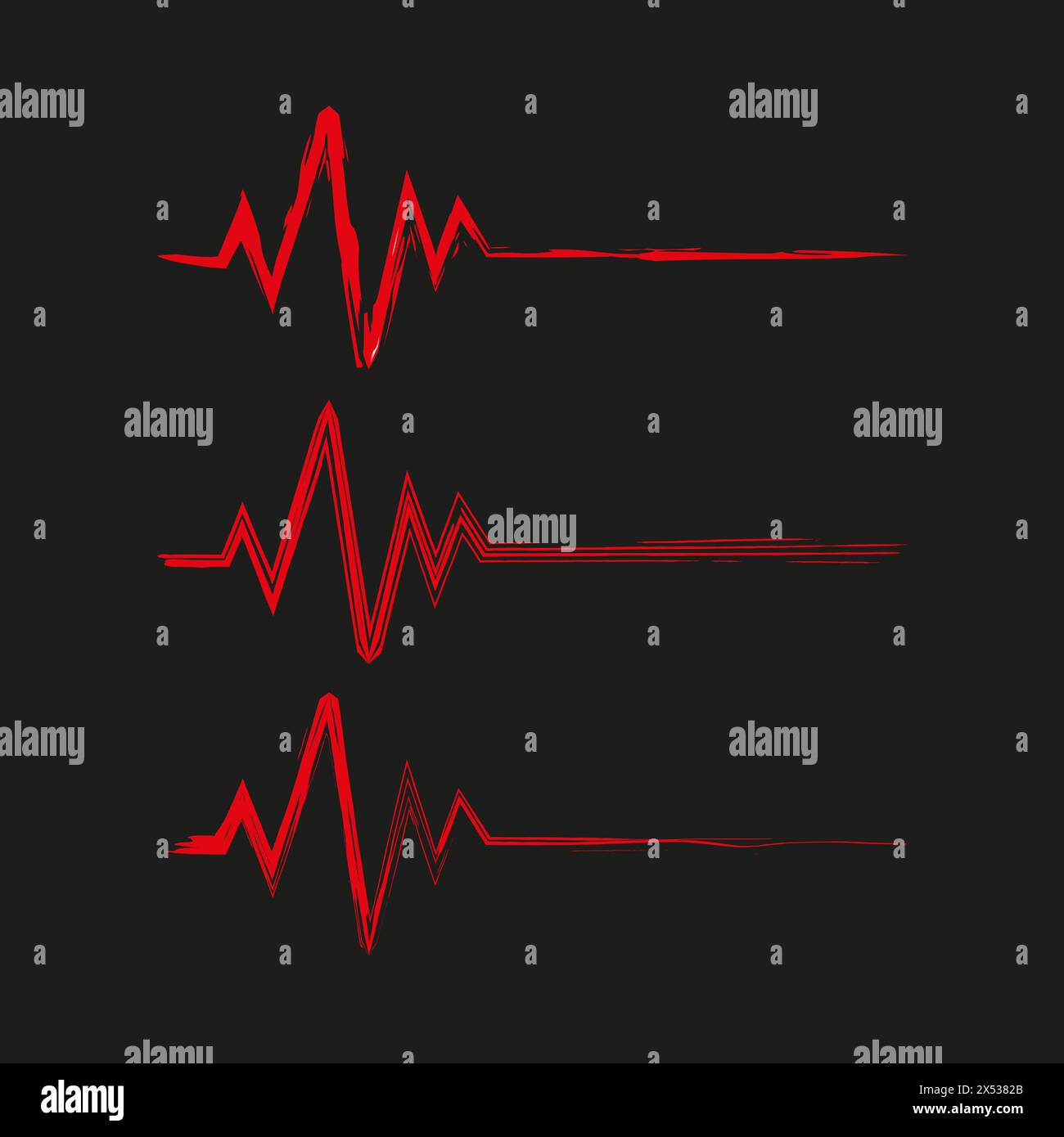 Heartbeat pulse lines for medical monitoring. Red ECG waveforms Vector ...