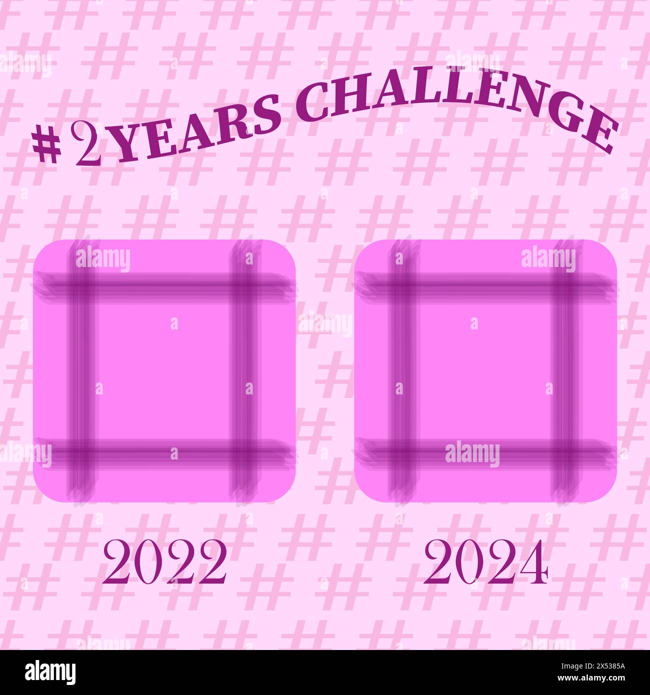 Pattern progression depiction. 2022 compared to 2024. Magenta hue transition Vector. Two-year ...