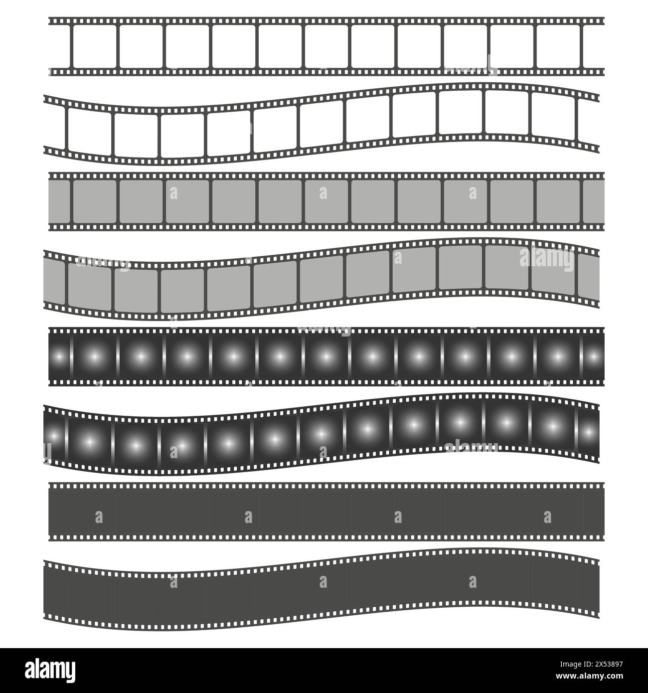 Filmstrip vector sequence. Cinematography film frames. Gradient light effect. Classic movie ...