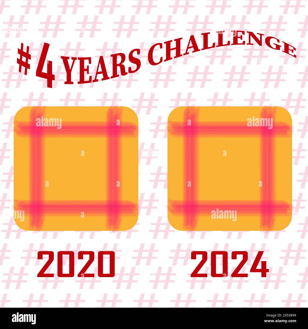 Four years transformation. Vector hashtag comparison squares ...