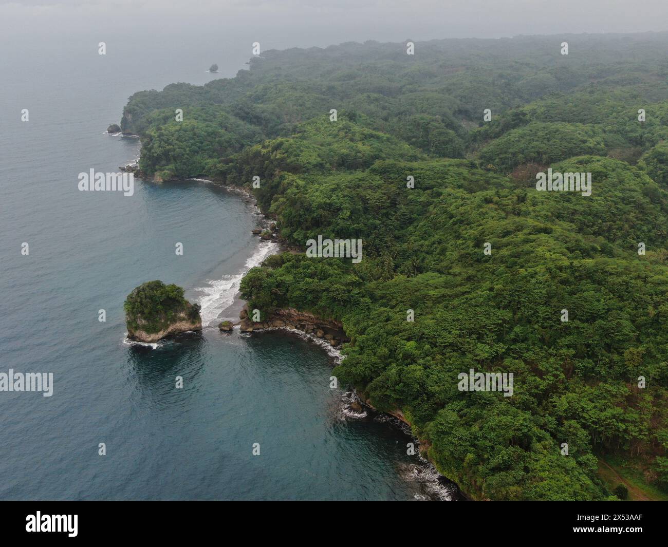 Aerial of Madasari beach in southern West Java, Indonesia Stock Photo ...