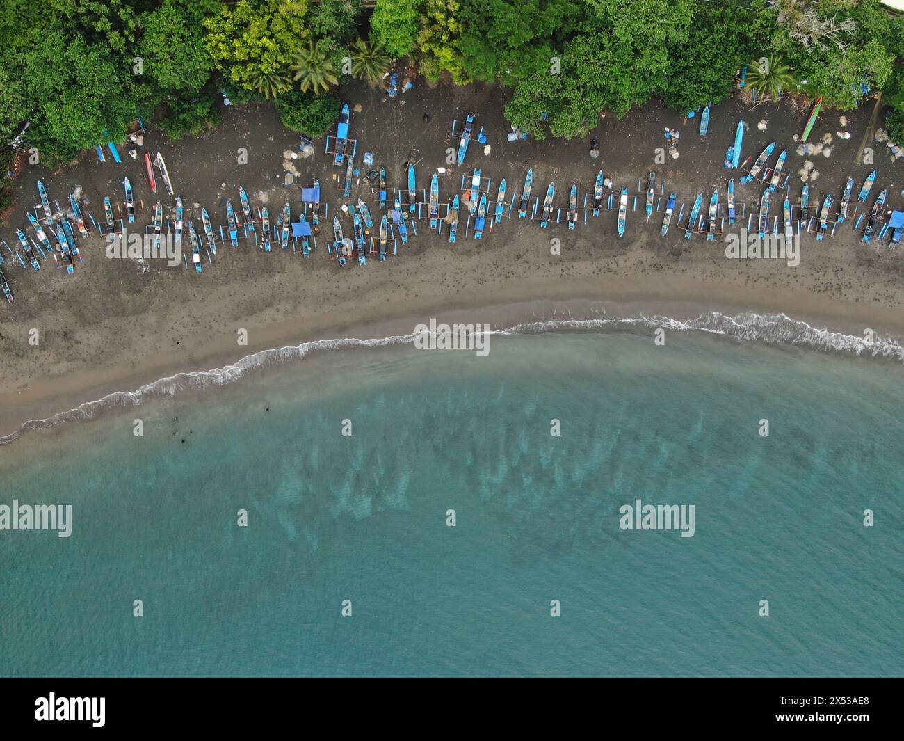 Aerial of Madasari beach in southern West Java, Indonesia Stock Photo ...