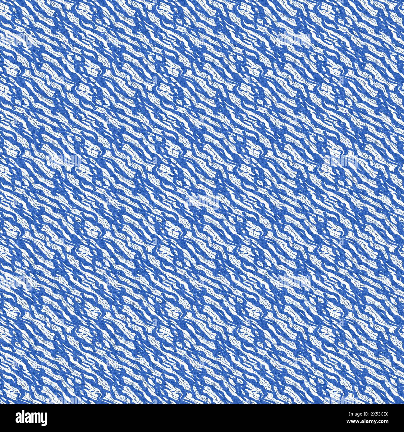 Wavy Abstract Electric Blue Weave Pattern With Broken Linear Stripe