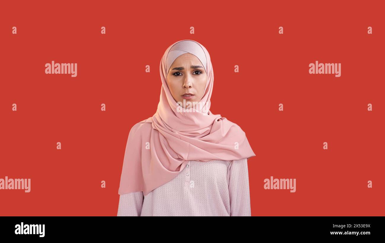 Scared woman. Fear anxiety. Stress problem. Disturbed shocked ...