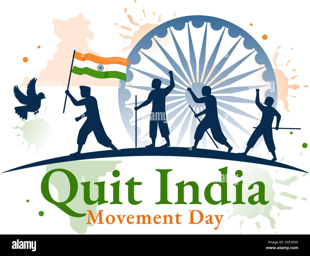 Quit India Movement Day Vector Illustration on 8 August with Indian ...