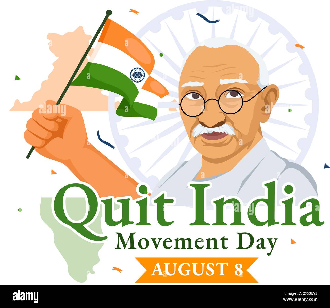 Quit India Movement Day Vector Illustration on 8 August with Indian ...