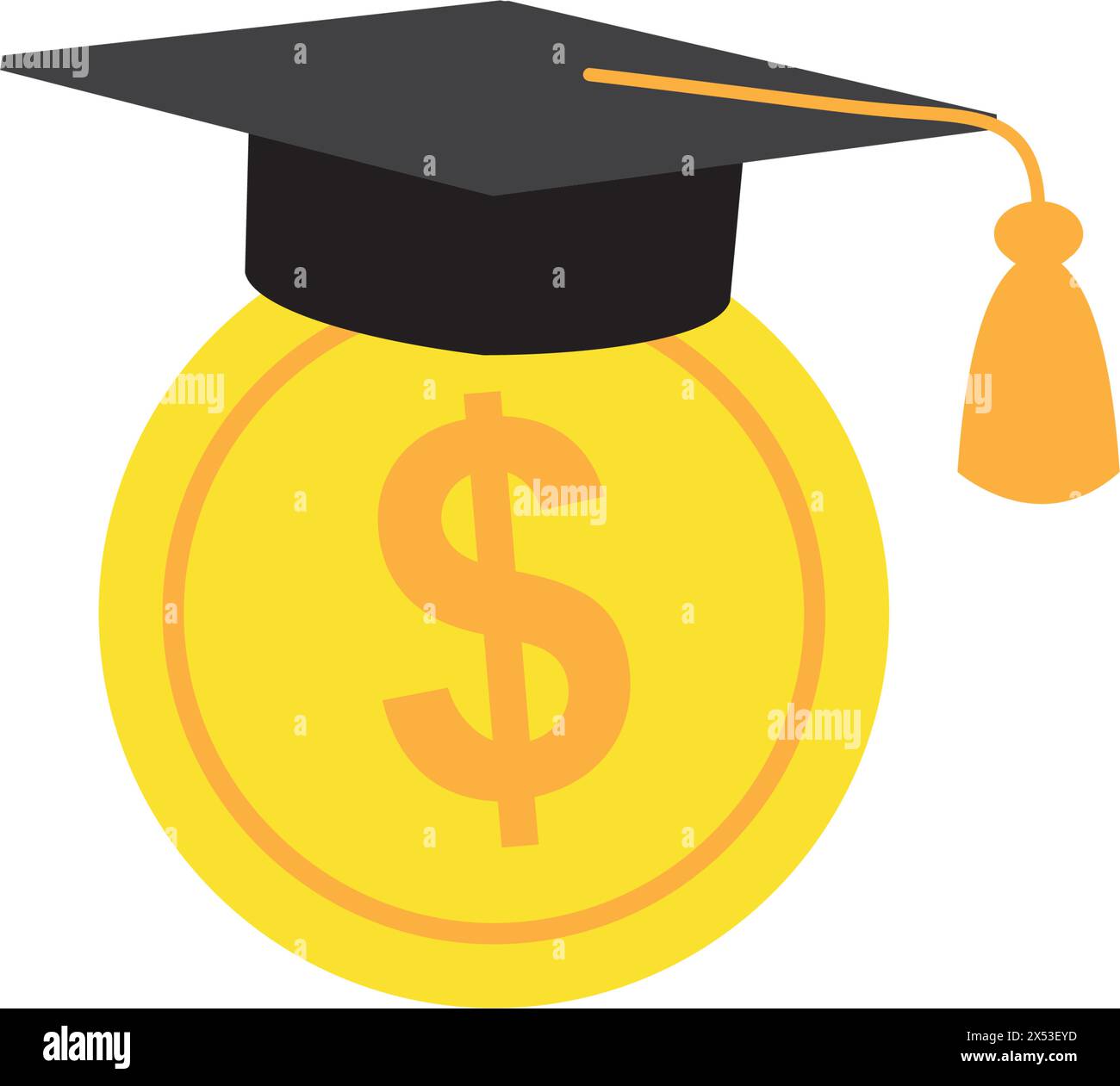 Education and money vector illustration, flat cartoon graduation hat ...