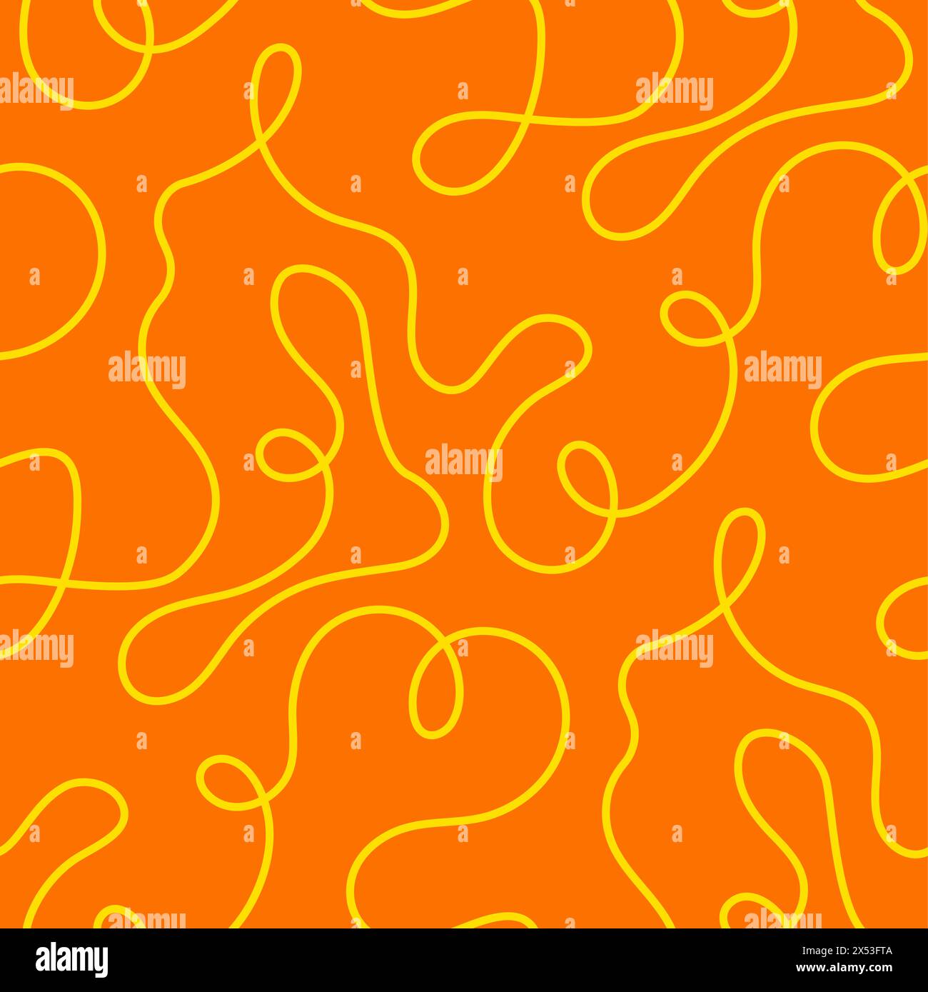 Noodle pasta seamless pattern vector background. Spaghetti curvy doodle ...