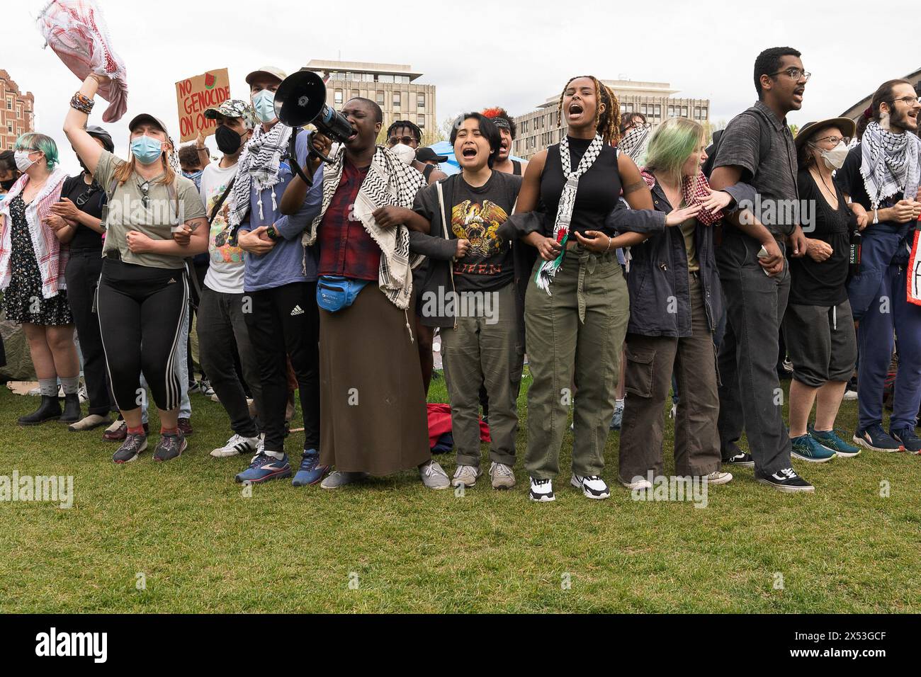 Cambridge, Massachusetts, USA. 06th May, 2024. Pro-Palestine protesters ...