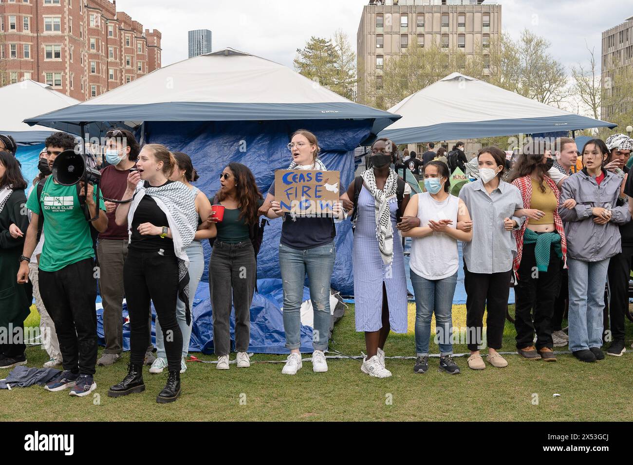 Cambridge, Massachusetts, USA. 06th May, 2024. Pro-Palestine protesters ...