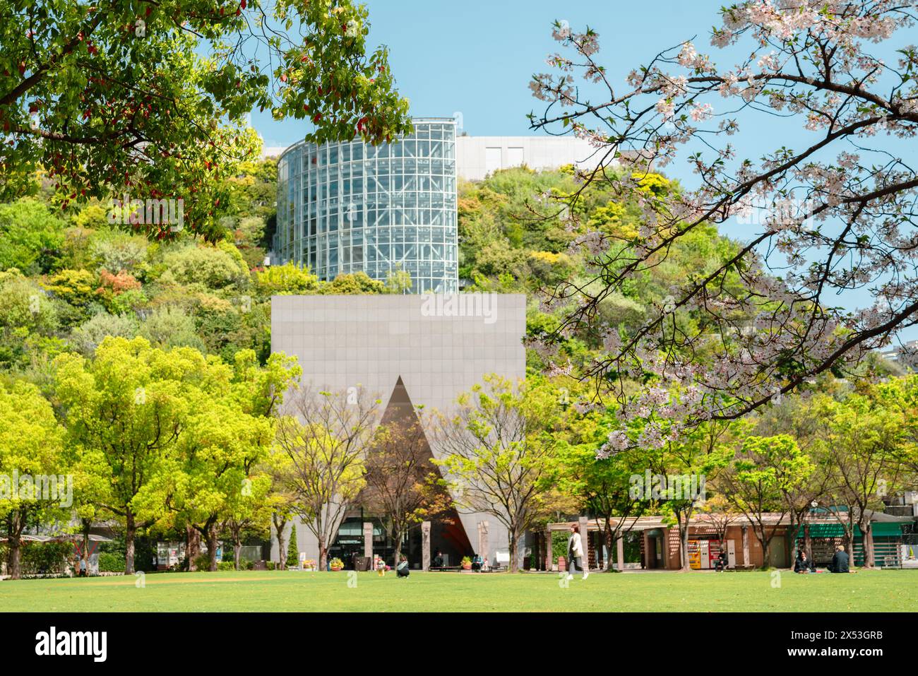 Fukuoka, Japan - April 10, 2024 : Tenjin Central Park and ACROS Fukuoka ...