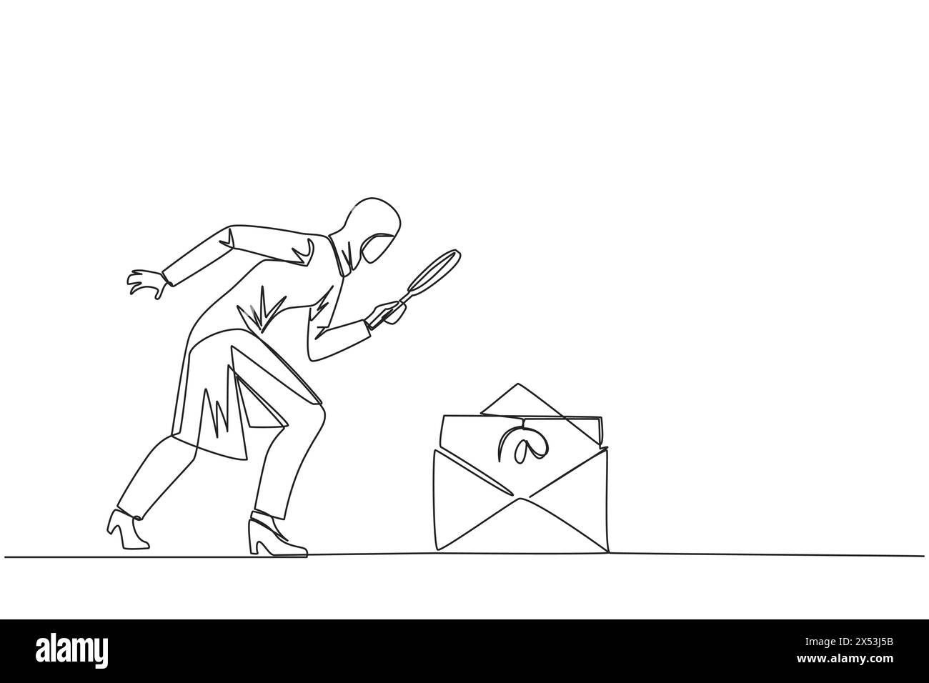 Single continuous line drawing of Arabian businesswoman holds ...