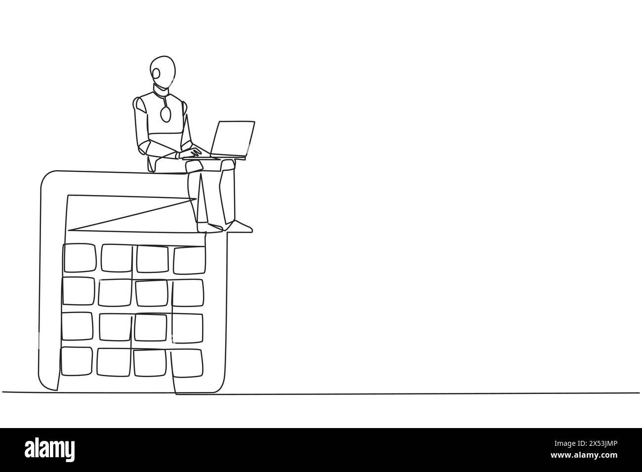 Continuous one line drawing of robotic artificial intelligence sitting ...