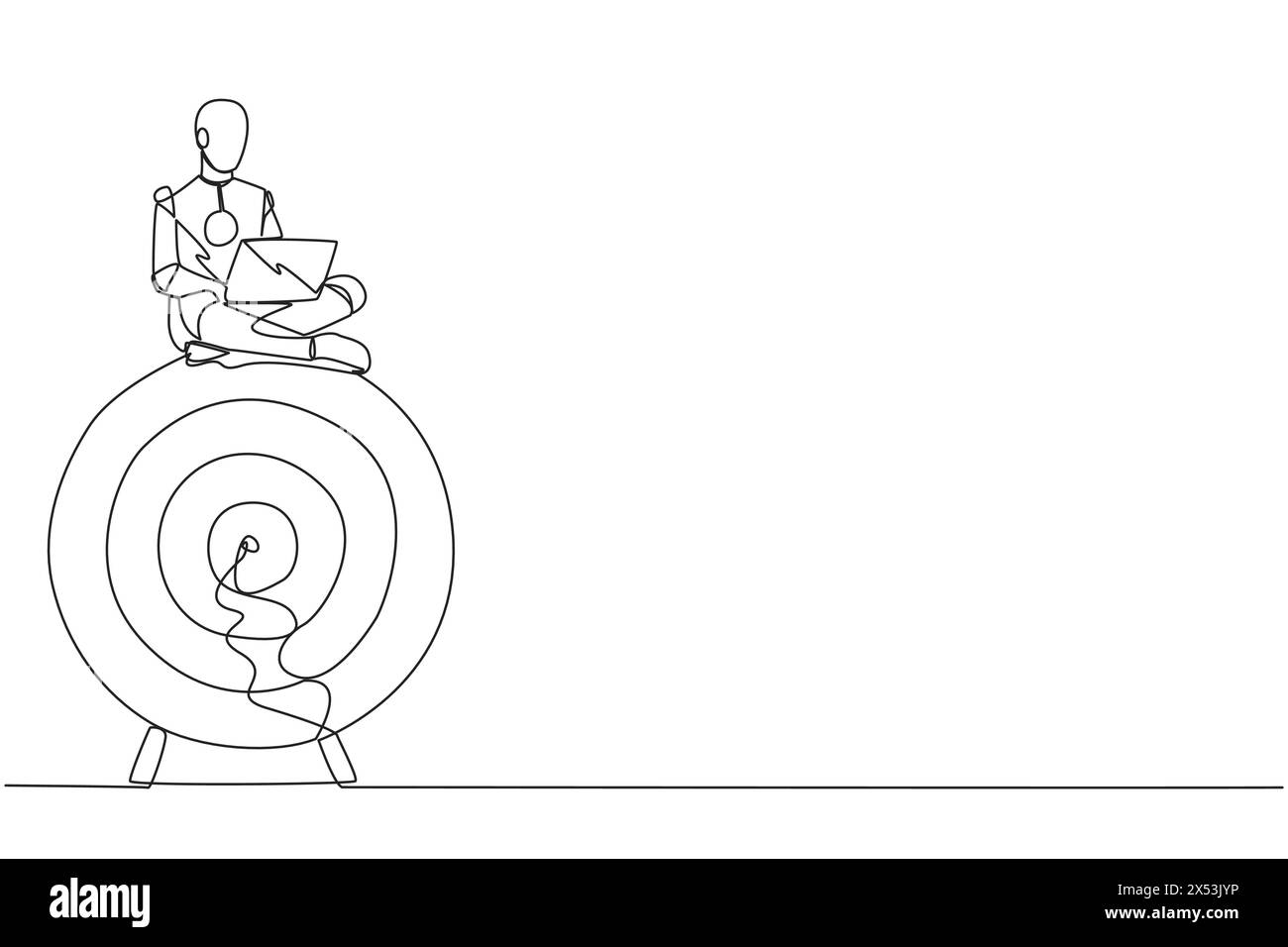 Single continuous line drawing robotic artificial intelligence sitting ...