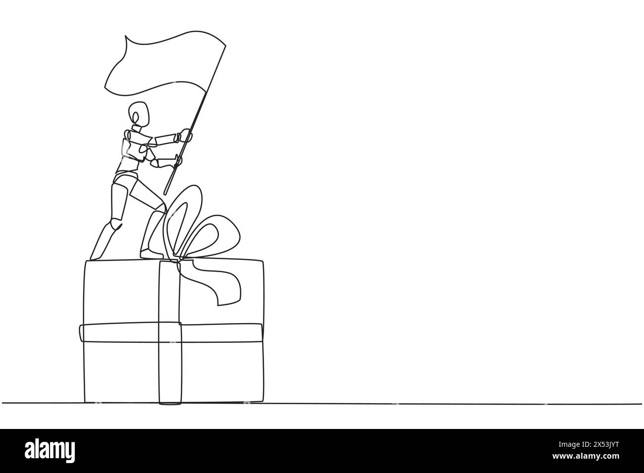 Single continuous line drawing of robotic artificial intelligence ...