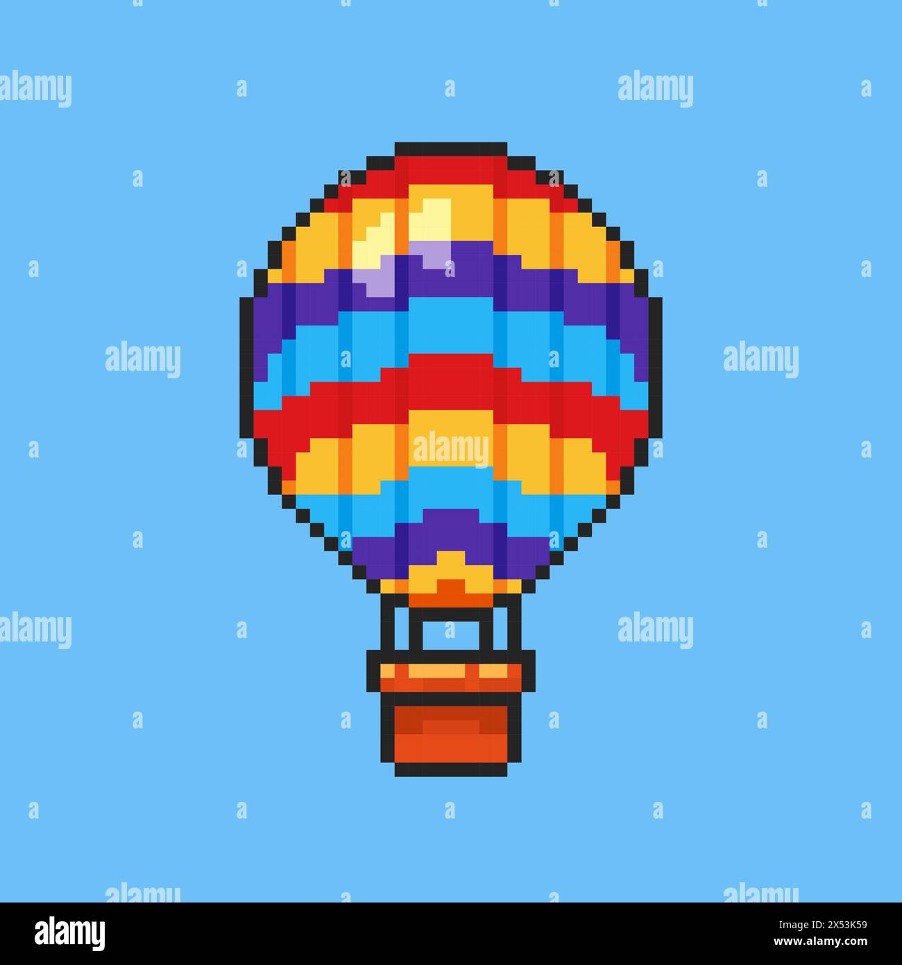 Colorful Hot Air Balloon Pixel Art. Vector illustration design, perfect ...