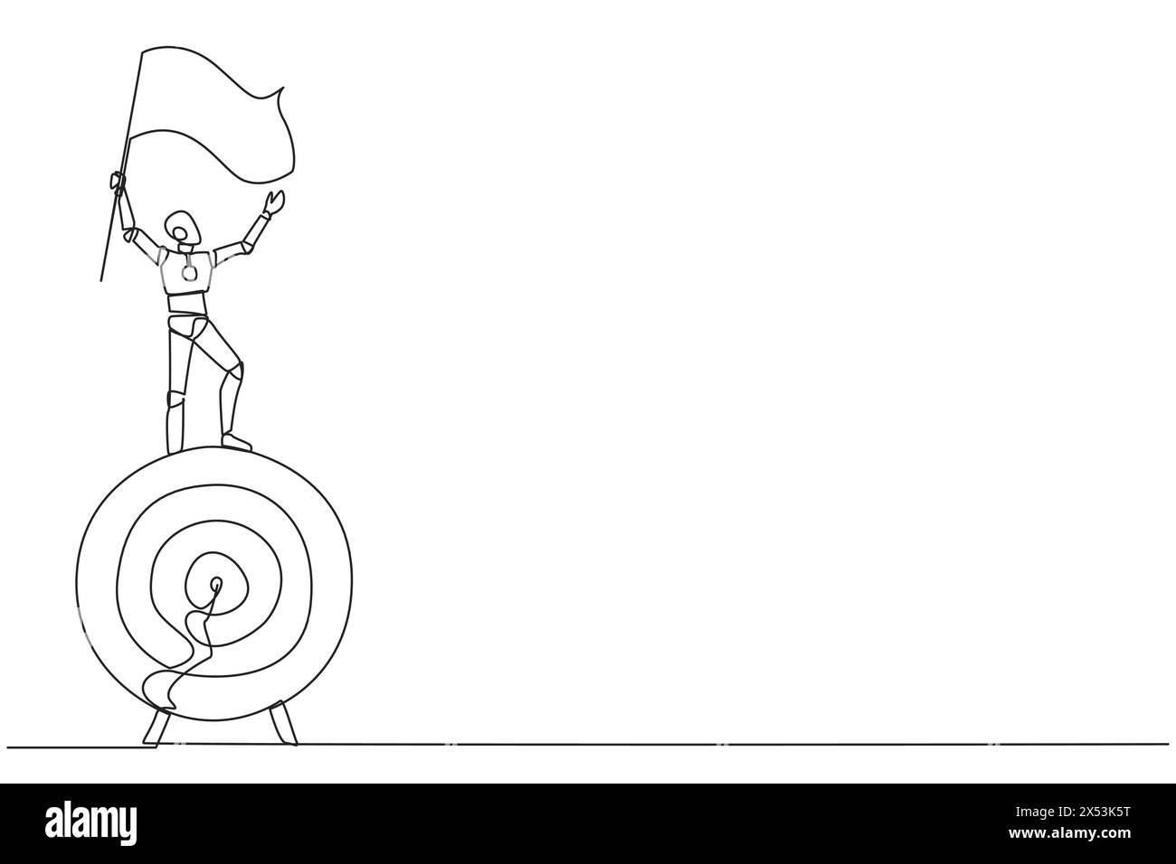 Single one line drawing of robotic artificial intelligence standing on ...