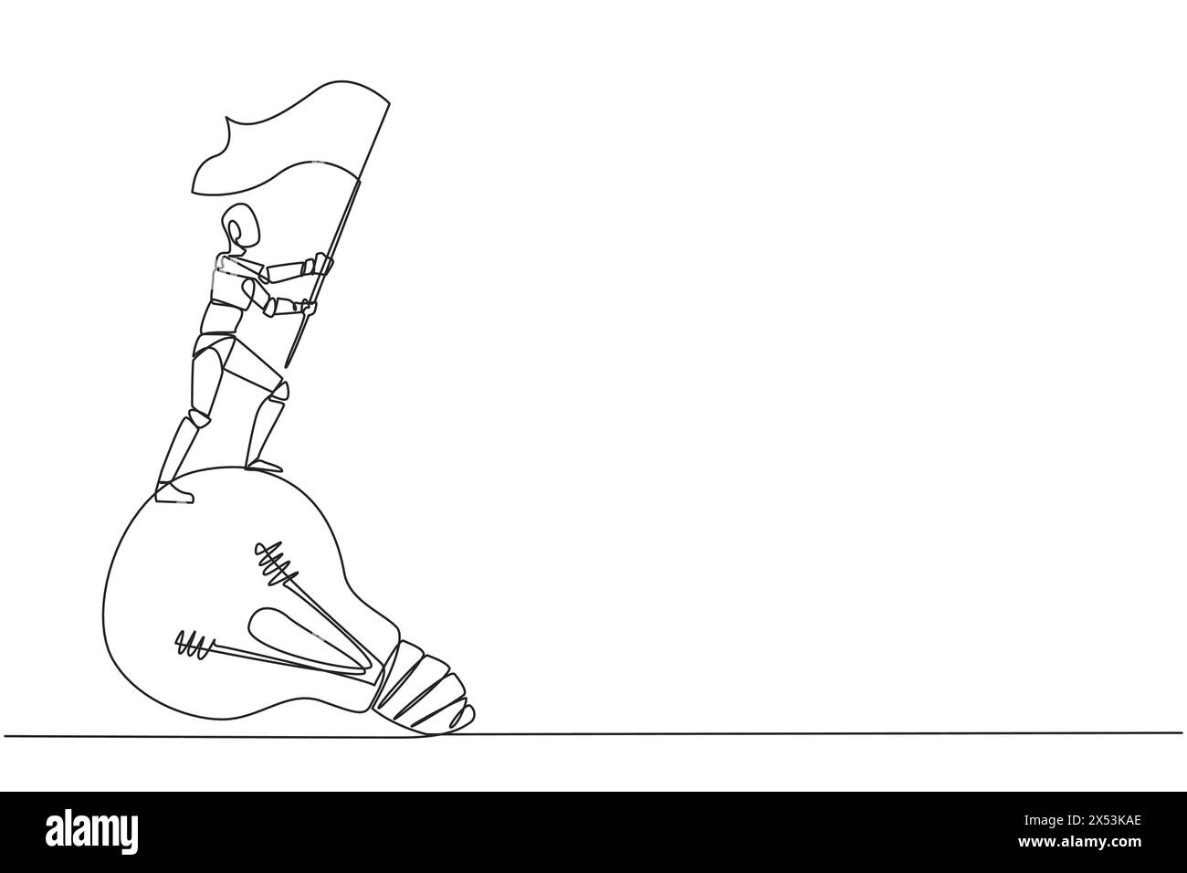 Continuous one line drawing of robotic artificial intelligence standing ...