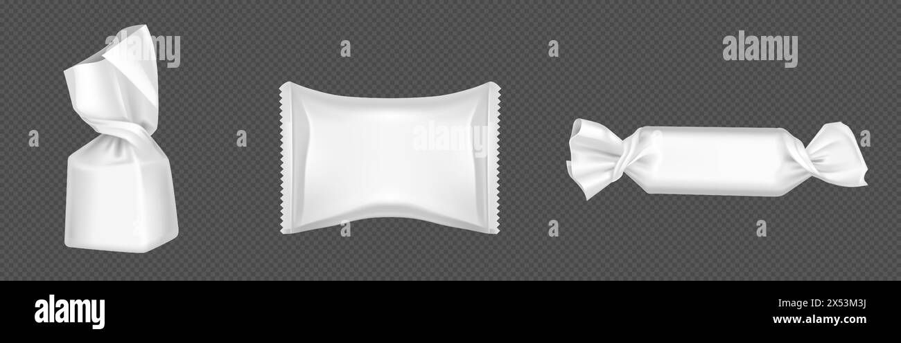 Candy wrappers set isolated on transparent background. Vector realistic ...