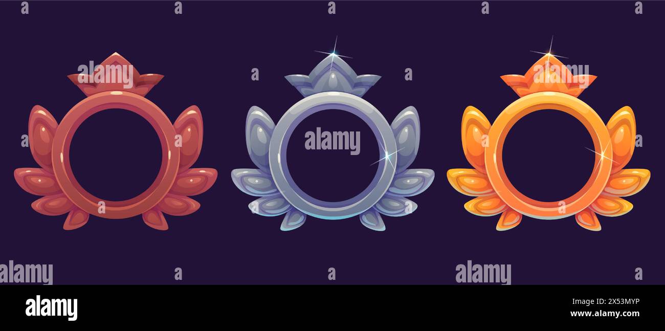 Game rank frames set isolated on background. Vector cartoon ...