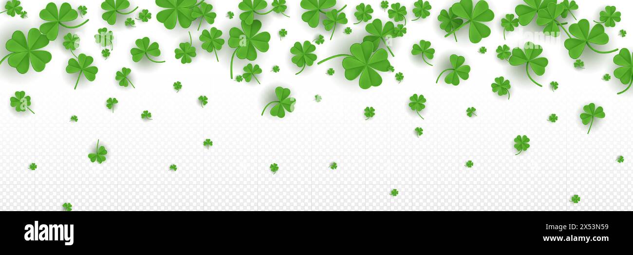 3d realistic clover background with four leaf. Lucky St Patrick day ...