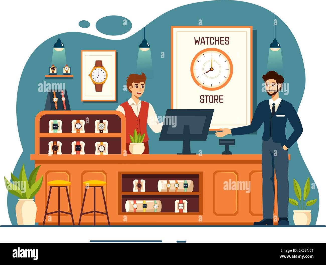 Watches Store Vector Illustration with Presentation of Stylish ...