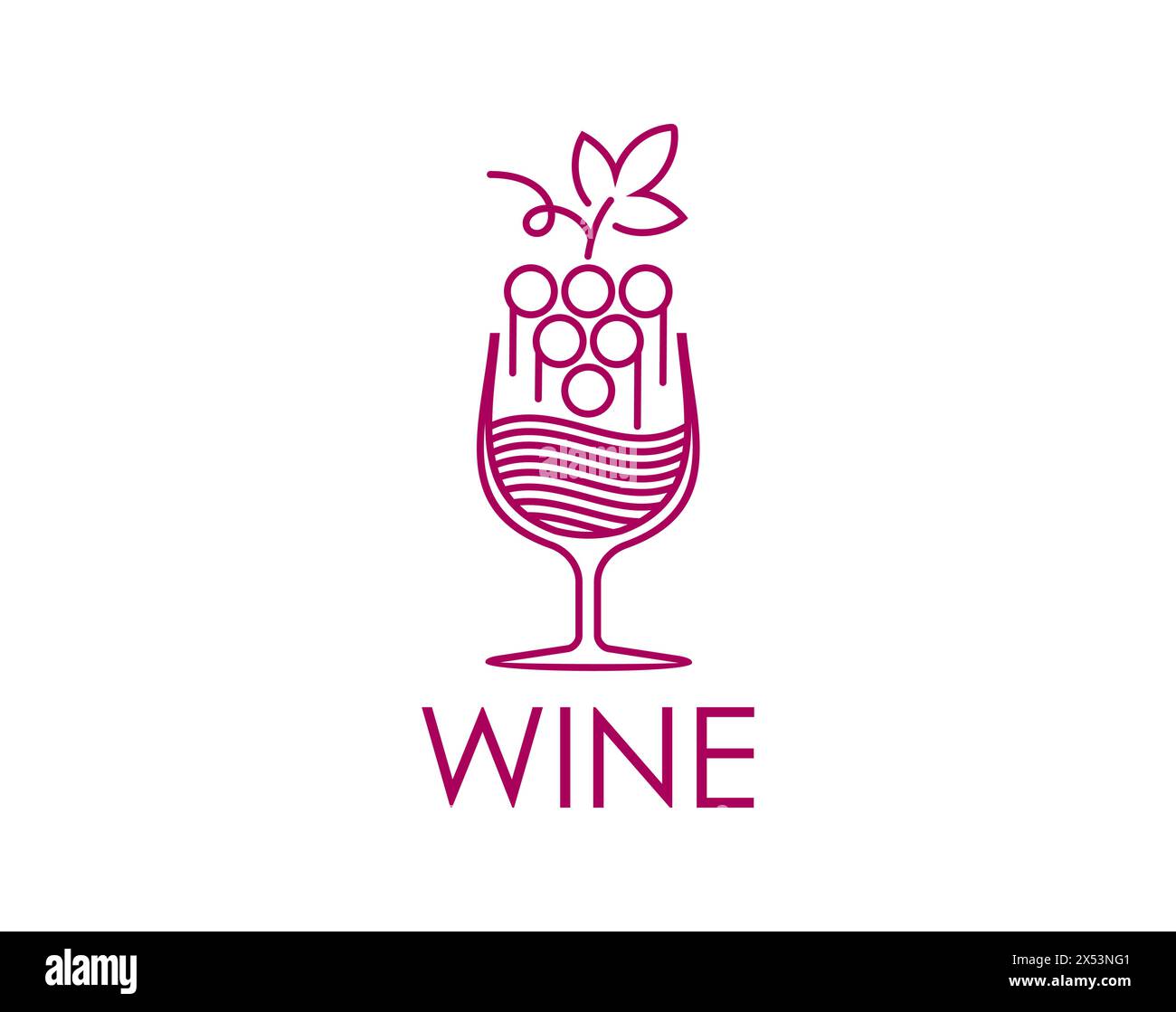 Grape wine icon of wineglass for winery and winemaking, vector symbol ...