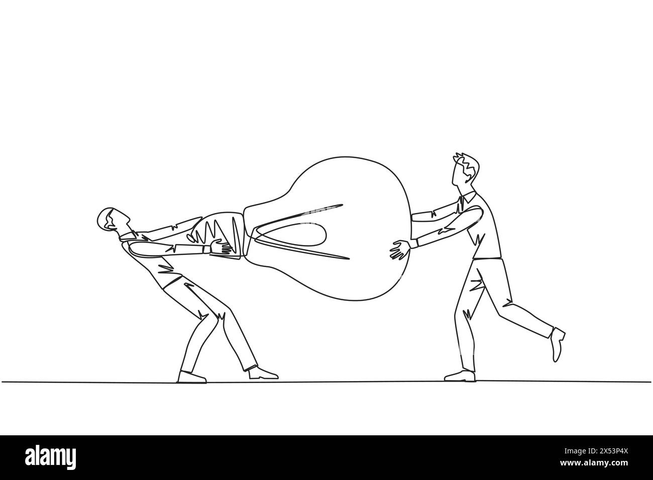 Single continuous line drawing two angry businessman fighting over ...