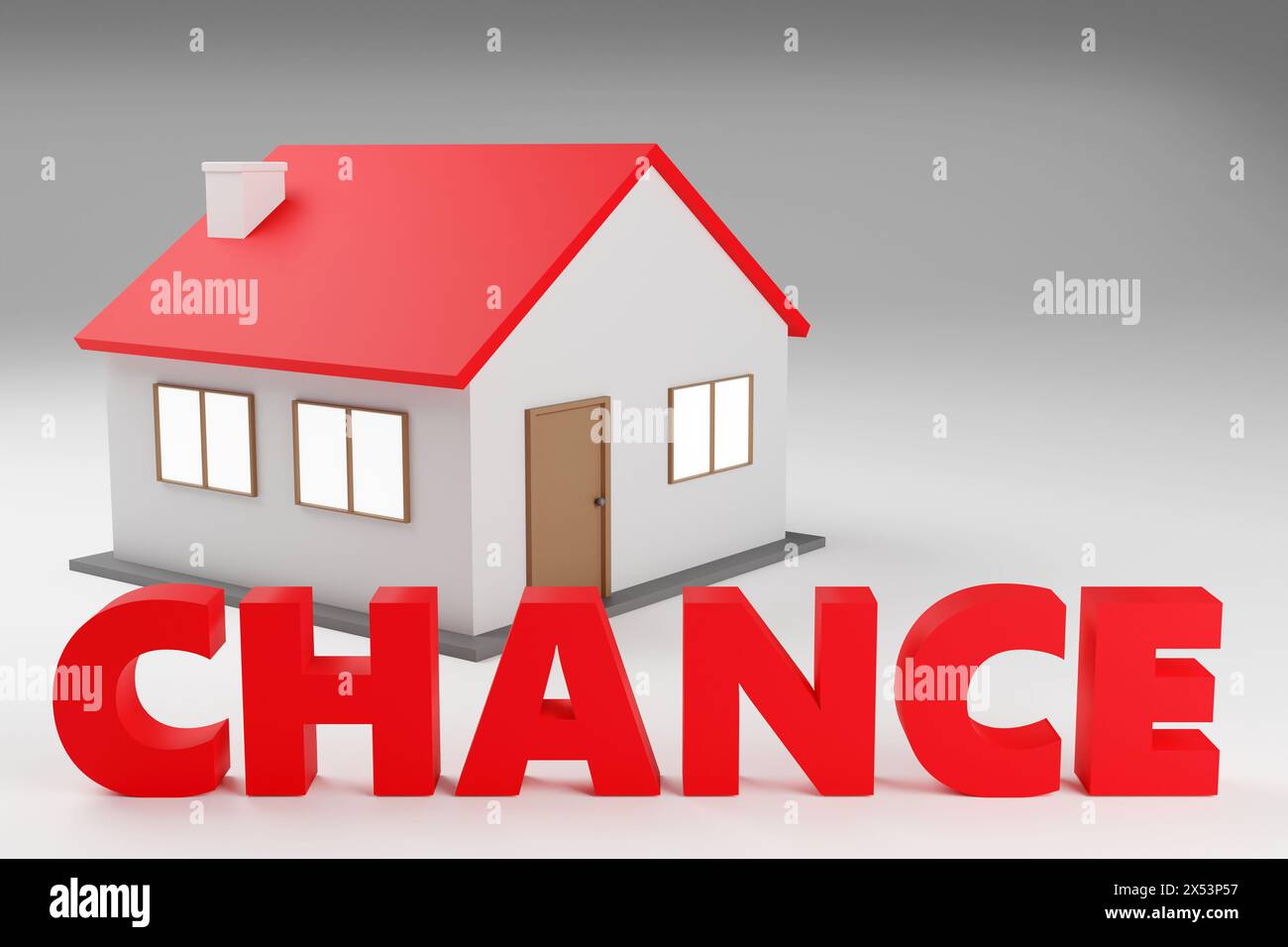 Sign Chance made by tiny house Minimal Concept 3D render Illustration ...