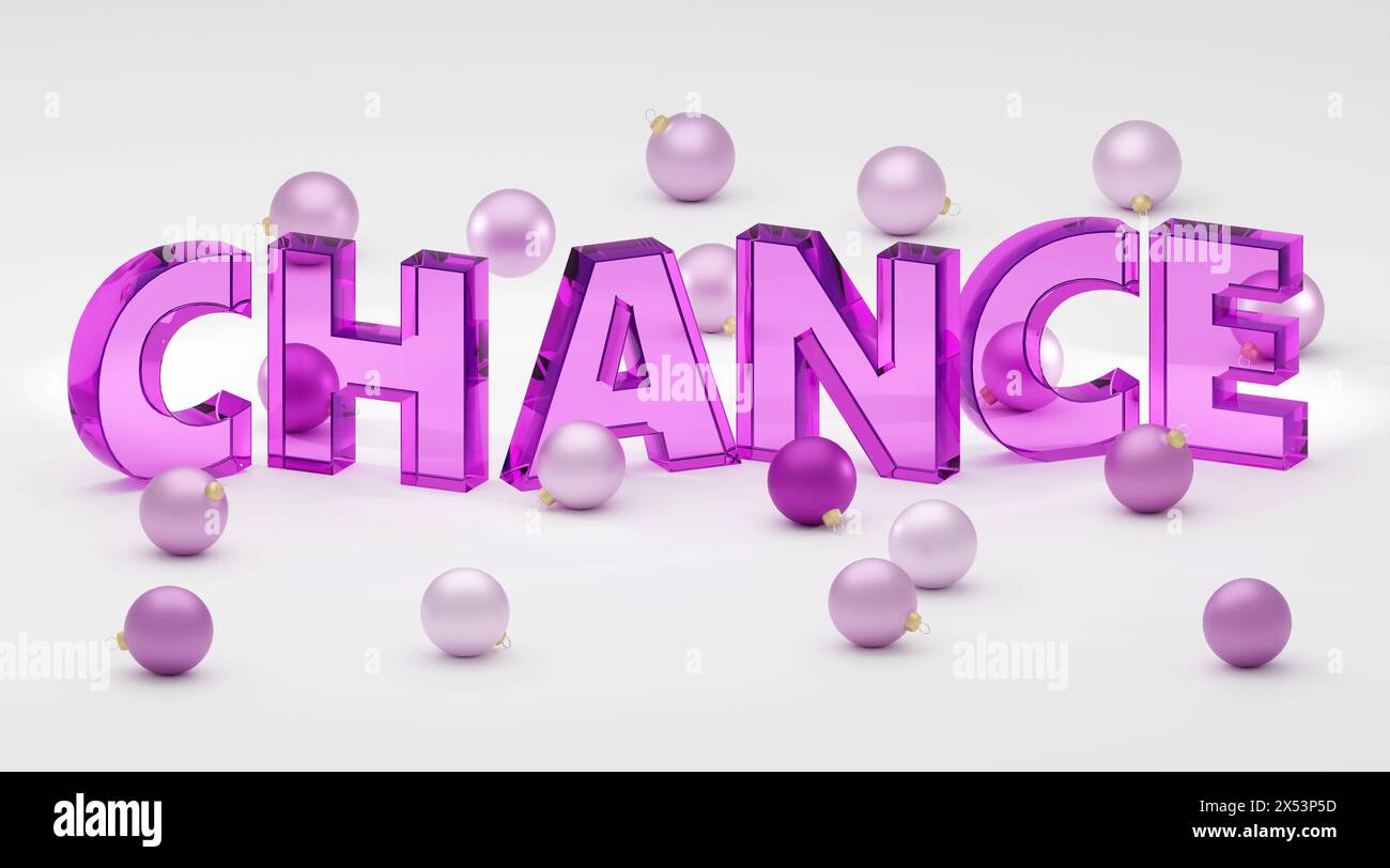 Luxury glass inscription chance on grey podium, soft light, front view ...