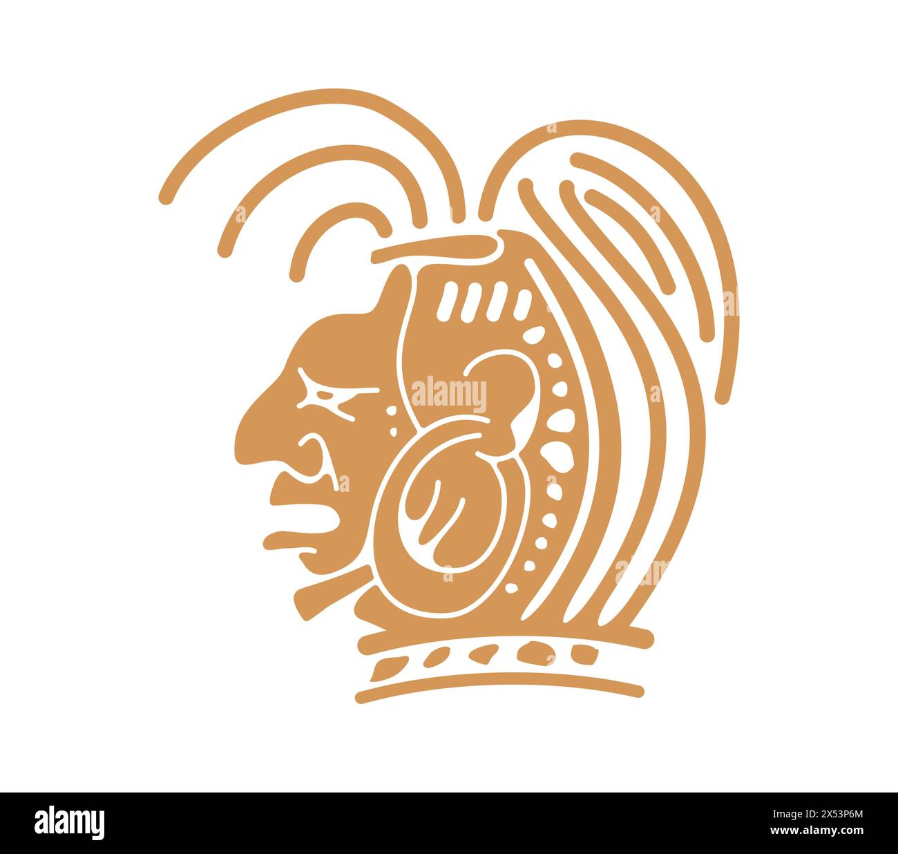 Mayan Aztec totem. Isolated vector ornate human head or face profile ...