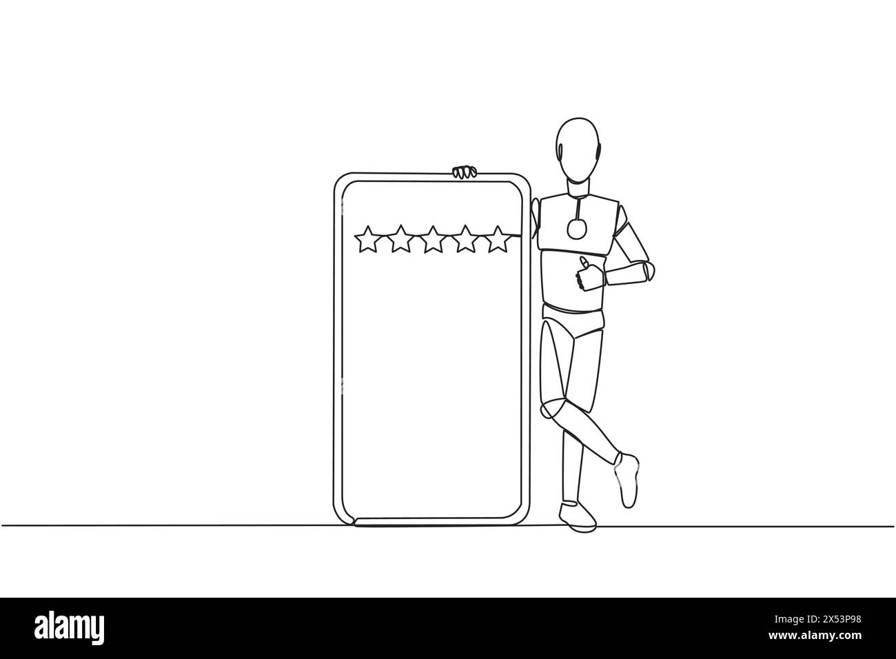 Continuous one line drawing robotic artificial intelligence stands ...