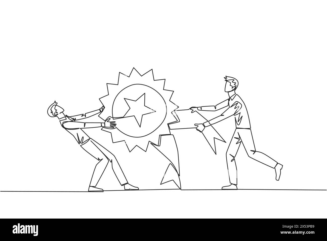 Single continuous line drawing two angry businessman fighting over ...