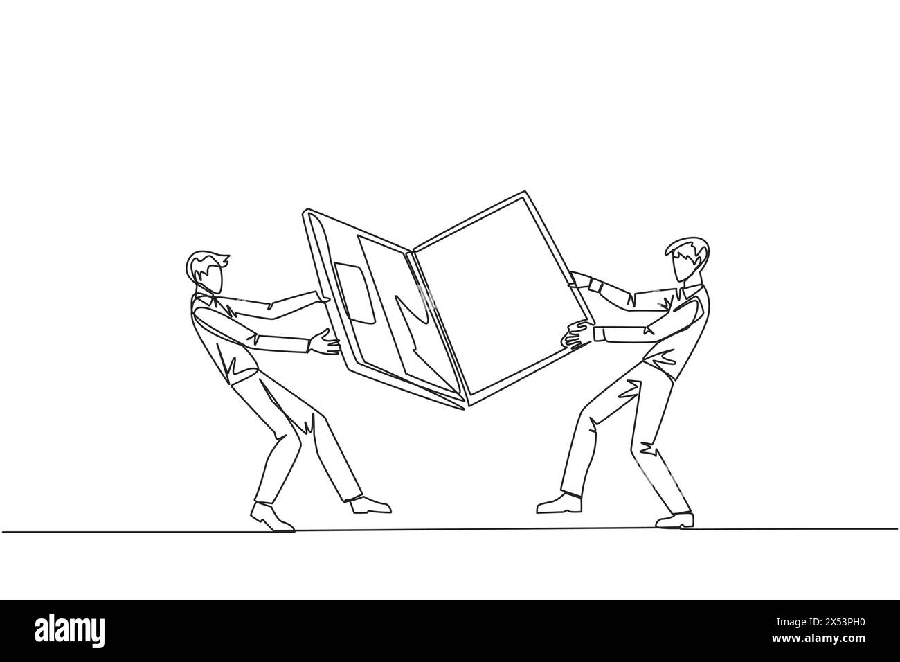 Single one line drawing two emotional businessman fighting over the ...