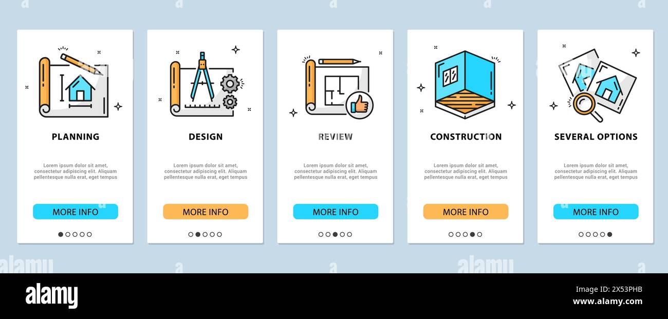 Architect development, renovation and interior icons, mobile app ...