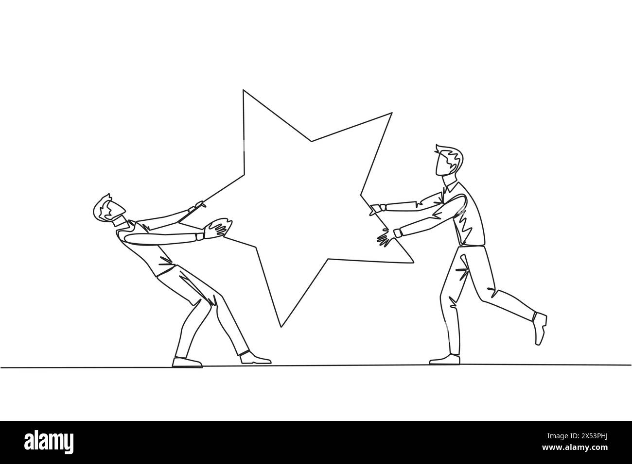 Continuous one line drawing two angry businessman fighting over the ... Continuous one line drawing two angry businessman fighting over the ...