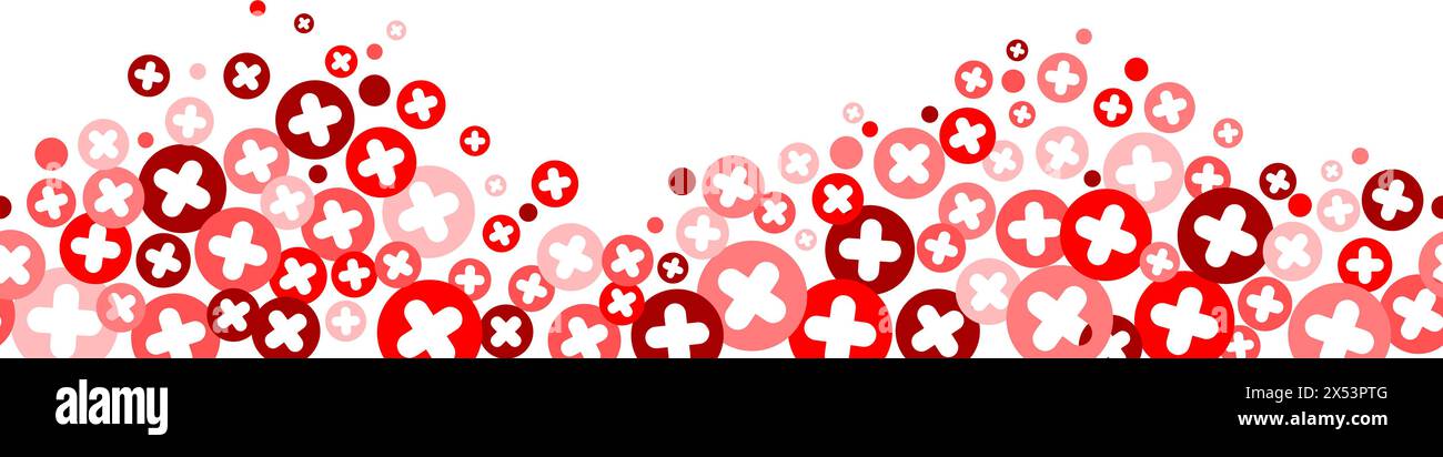 Medical cross and plus background. Abstract seamless red border for ...
