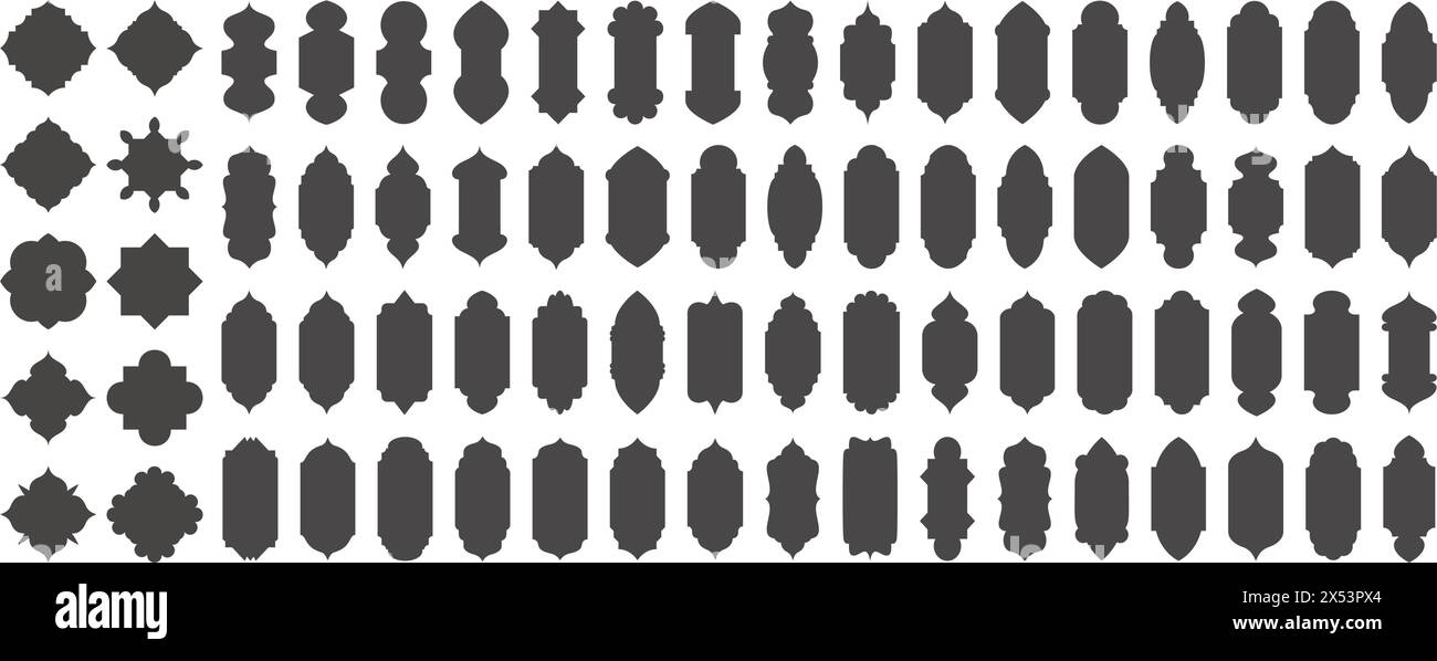 Islamic shapes Ramadan window frame design. Turkish and Indian vector ...