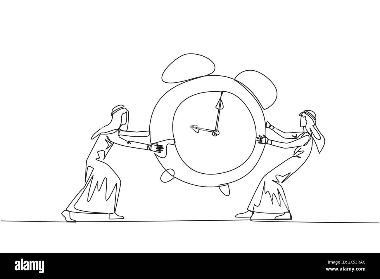 Single one line drawing two emotional Arabian businessman fighting over ...
