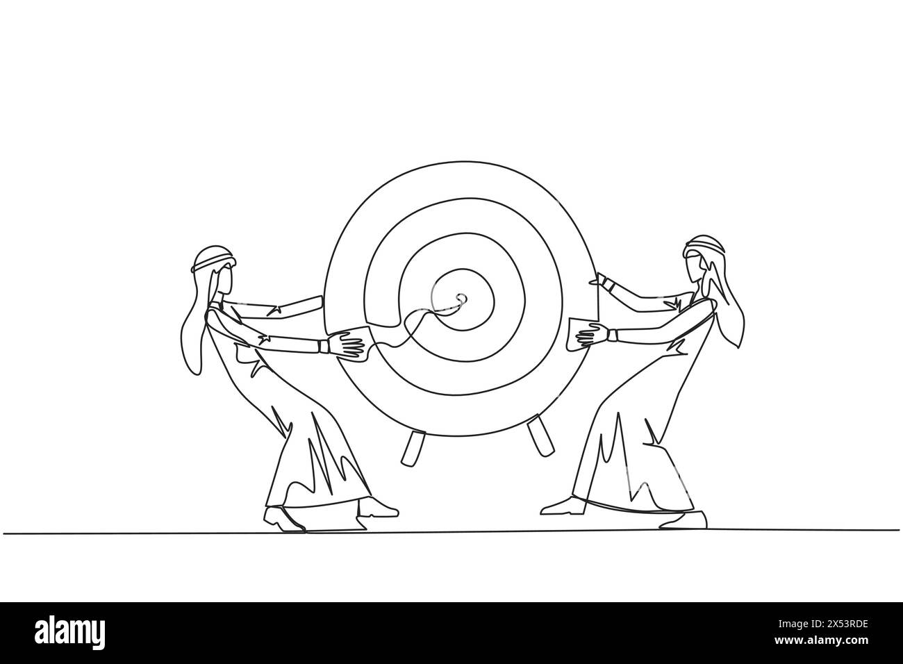 Single one line drawing two angry Arabian businessman fighting over ...