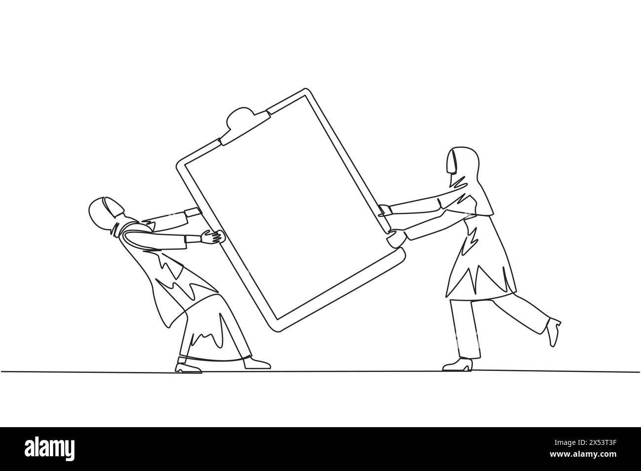 Continuous one line drawing two angry Arabian businesswoman fighting ... Continuous one line drawing two angry Arabian businesswoman fighting ...