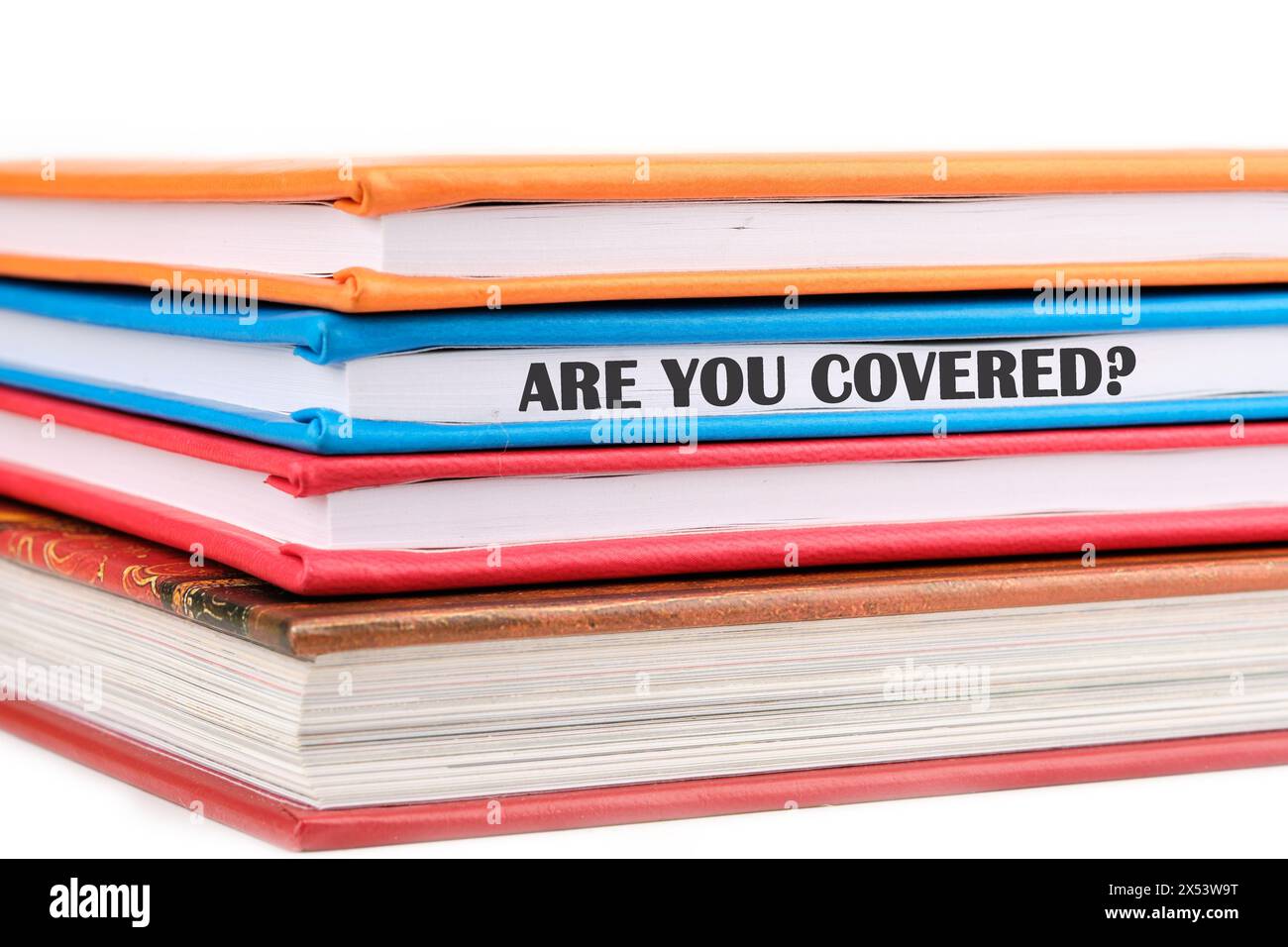 ARE YOU COVERED text written on a notepad on a light background Stock ...