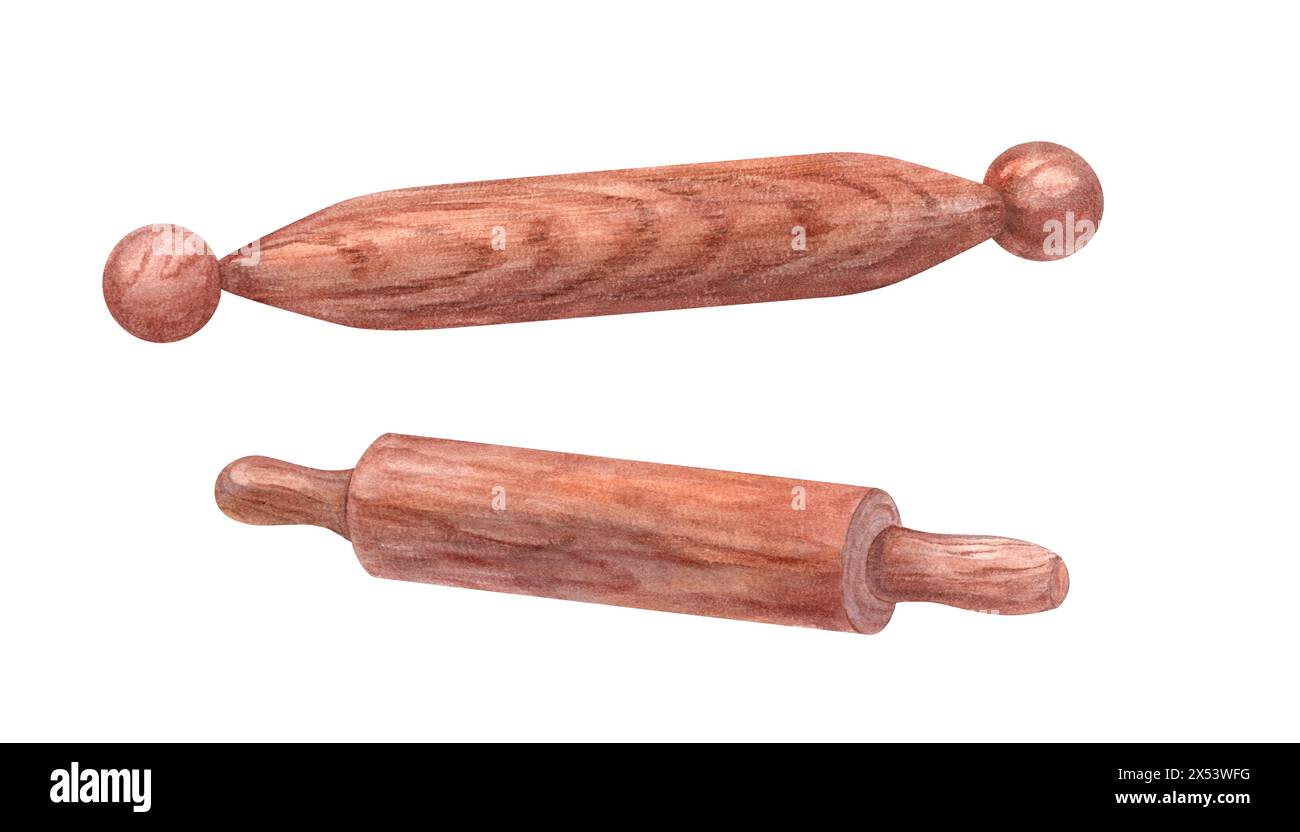 Kitchen rolling pin. Wood utensils clipart for bakery. Wooden texture ...