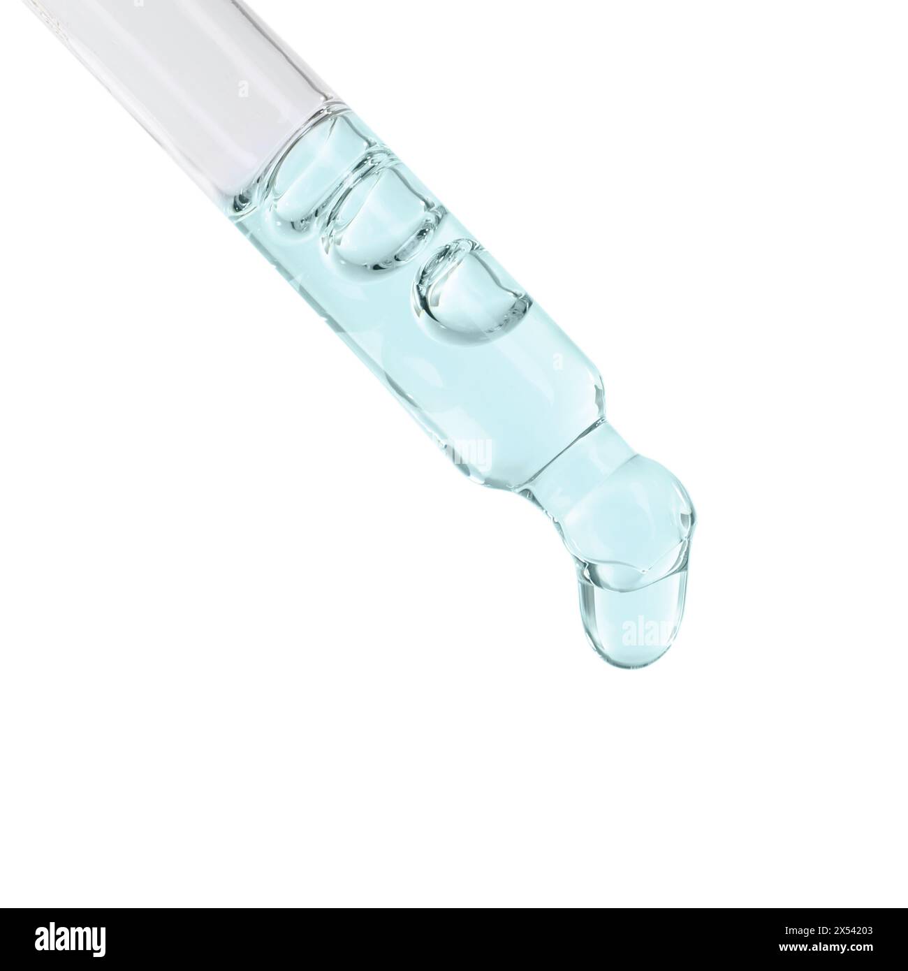 Dripping medical drops from pipette on white background Stock Photo - Alamy